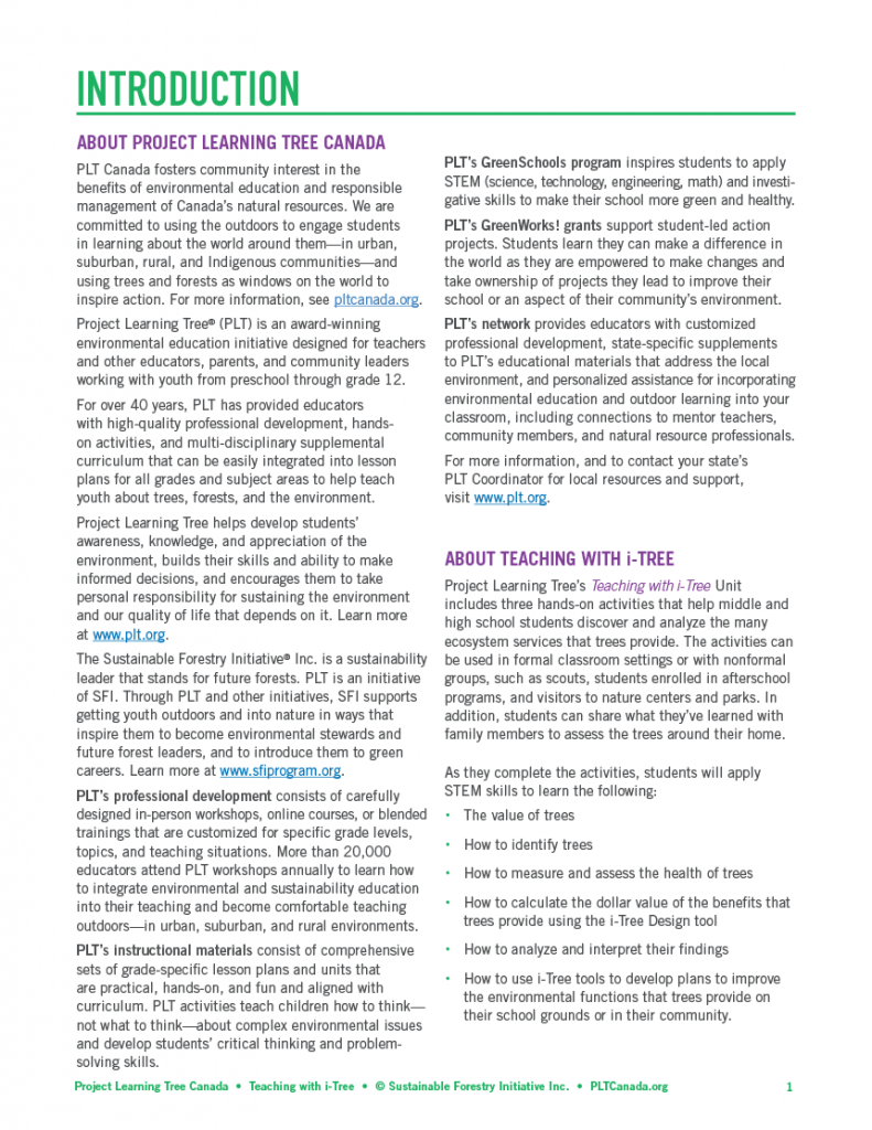 Teaching with i-Tree - Project Learning Tree Canada